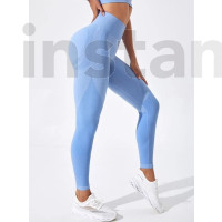 SVĚTLE MODRÉ PUSH-UP LEGÍNY S VYSOKÝM PÁSEM | instamo.